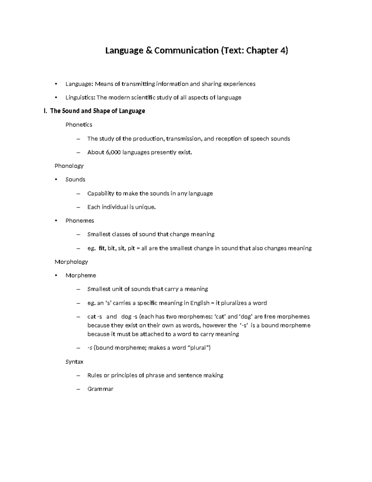 ANTH 1103 Lecture 3. Language core - Language & Communication (Text: Chapter 4) Language: Means ...