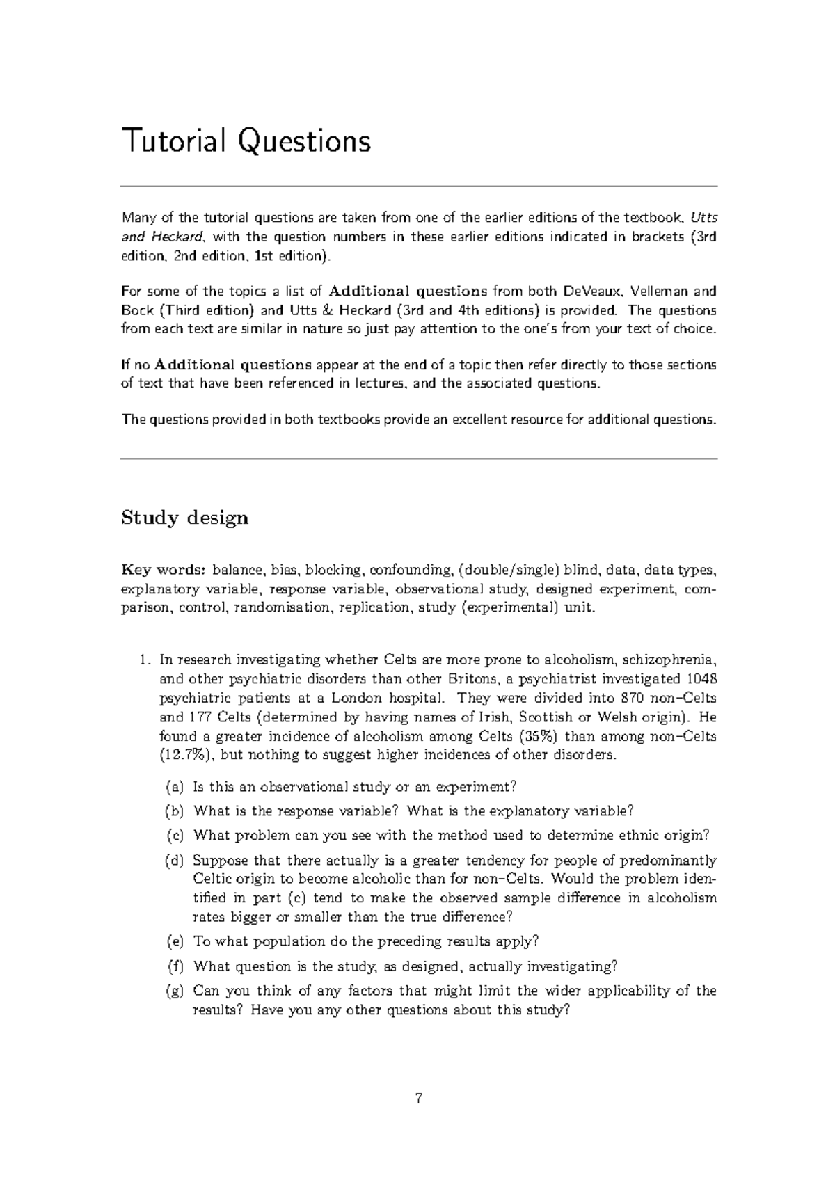Data Analysis Tutorial Tutorial Questions Many Of The Tutorial Questions Are Taken From One Of 