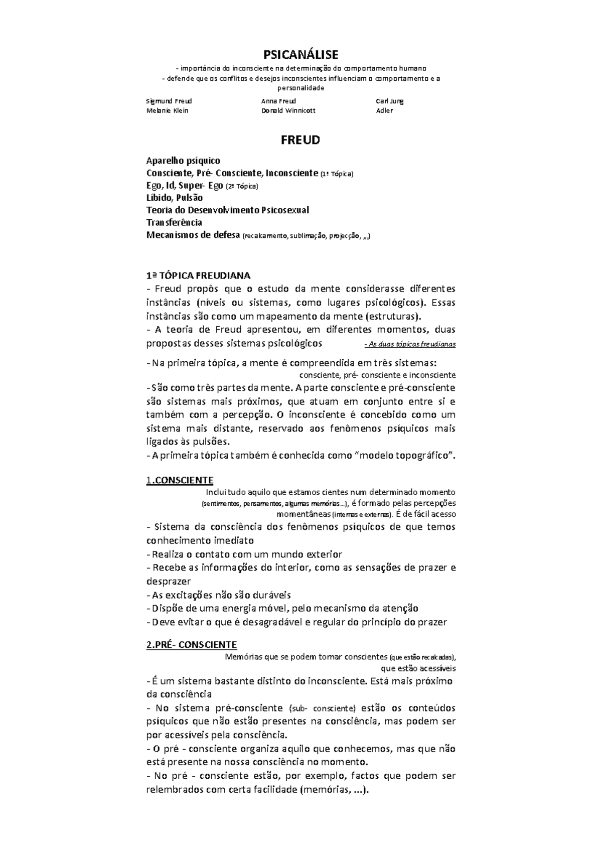 Personalidade FREQ1 - apontamentos frequência final parte 1 ...