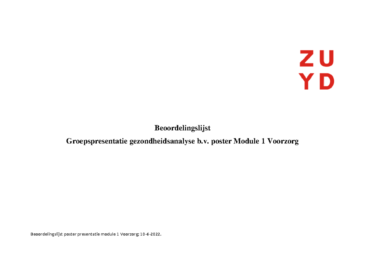 Criterialijst word GKA poster presentatie VO112 - Beoordelingslijst ...