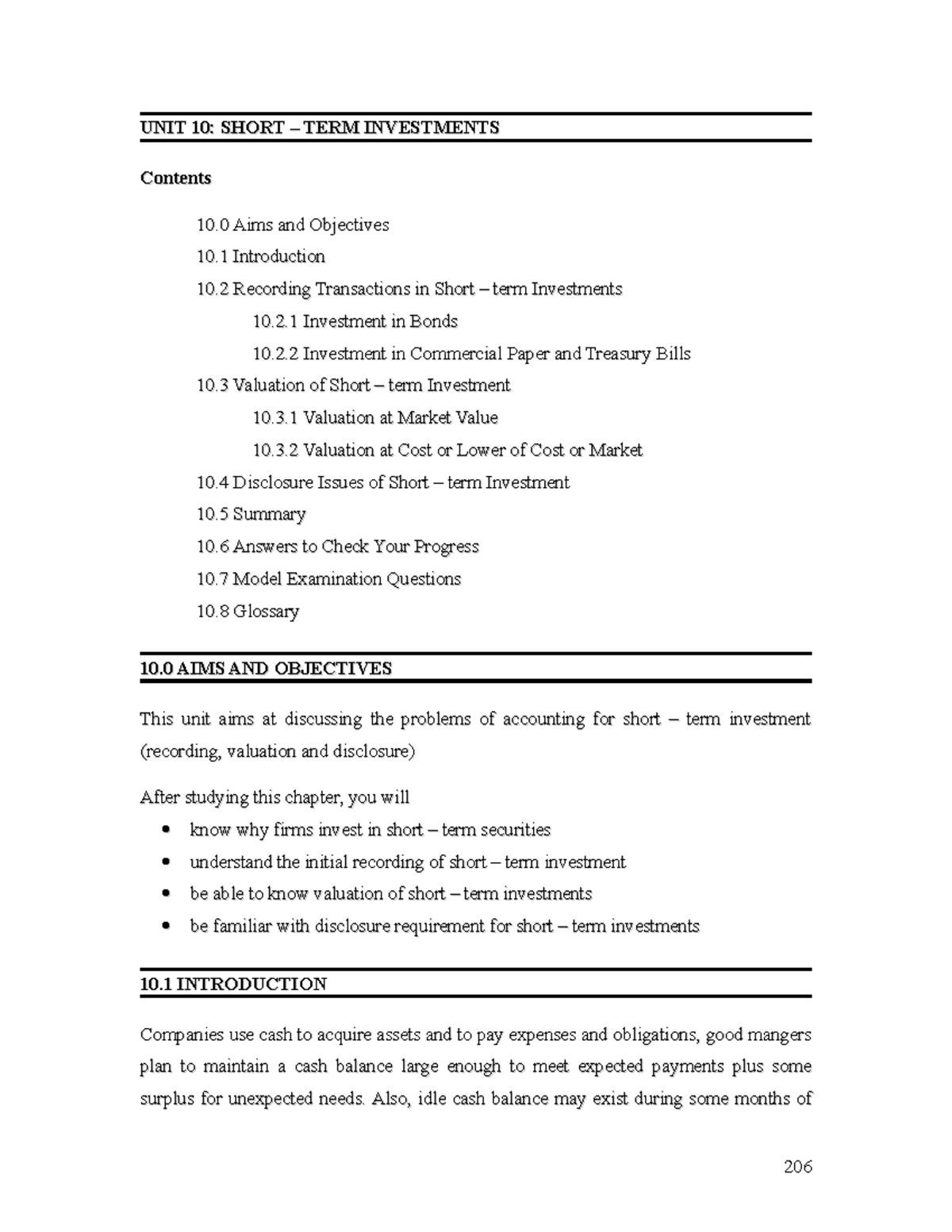 Unit 10 - Lecture notes of DMU - UNIT 10: SHORT – TERM INVESTMENTSUNIT ...