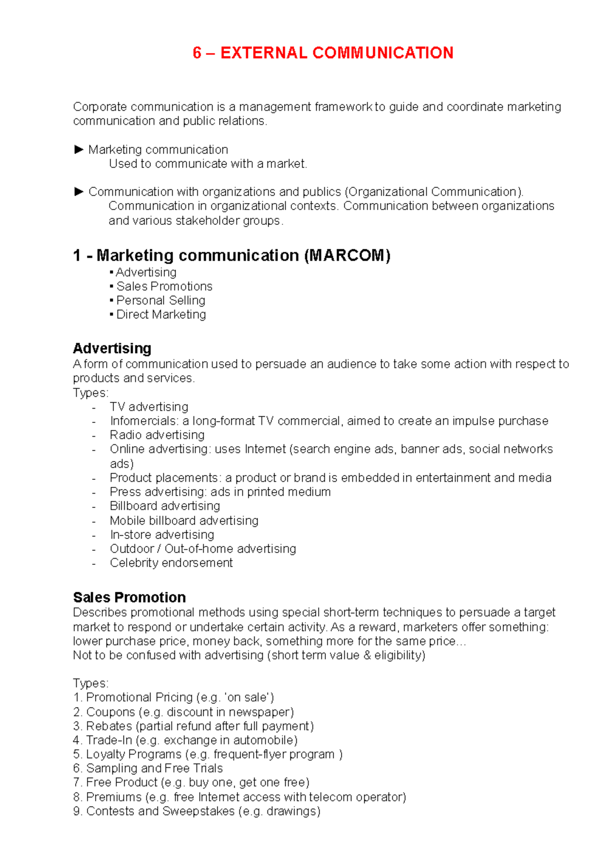 Corporate Communication Chapter 6 - 6 – EXTERNAL COMMUNICATION ...