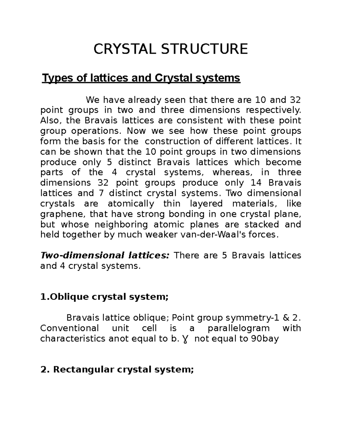 Crystal Structure - types of lattices and crystal systems - Allied ...