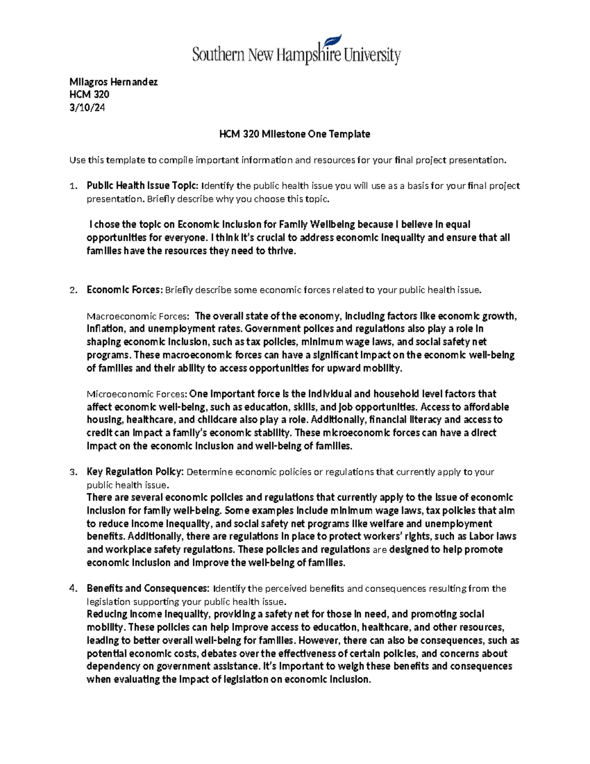 HCM 320 Milestone One Template (1) - Milagros Hernandez HCM 320 3/10 ...