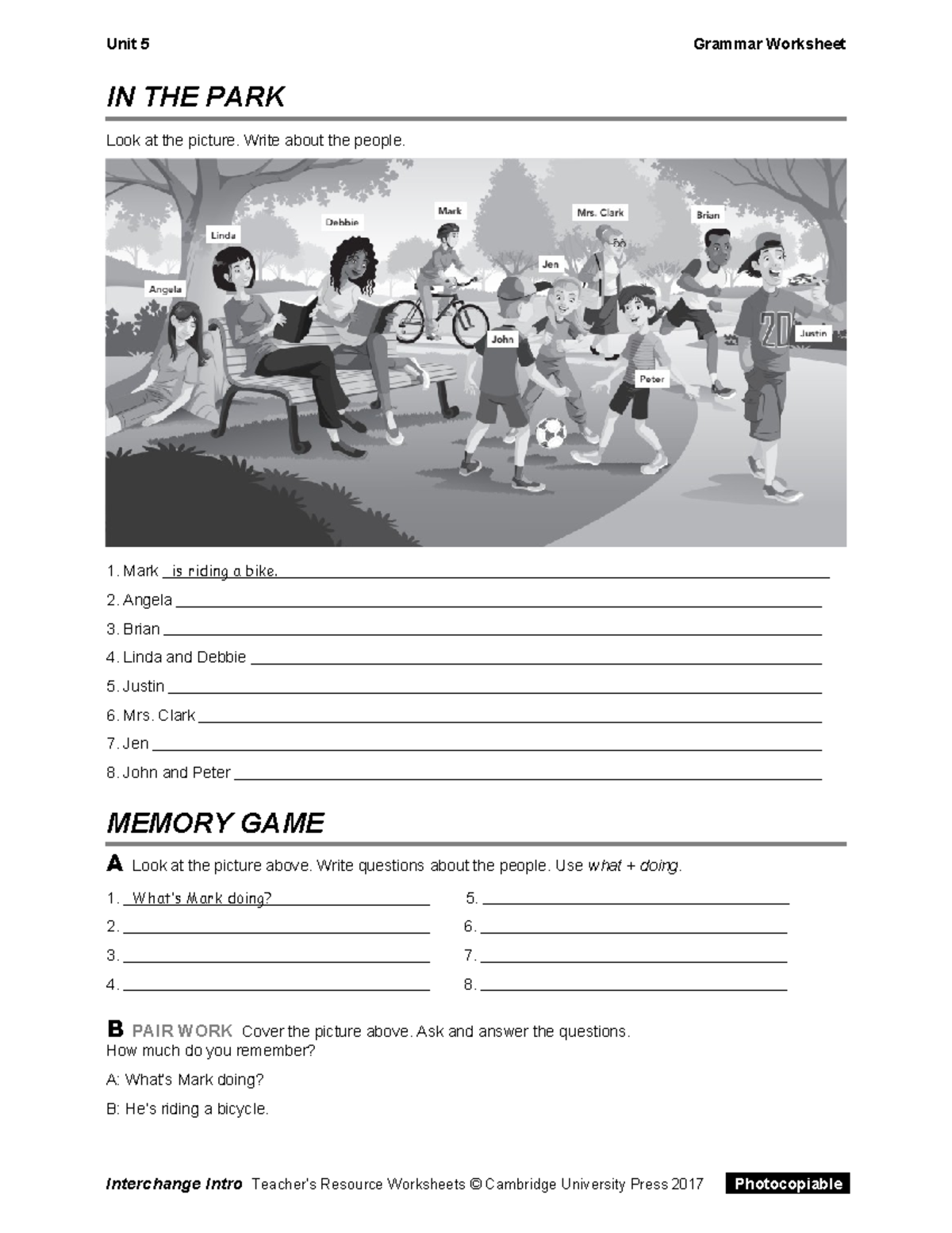 Interchange 5th Ed Intro Level Unit05 Grammar Worksheet - Unit 5 ...