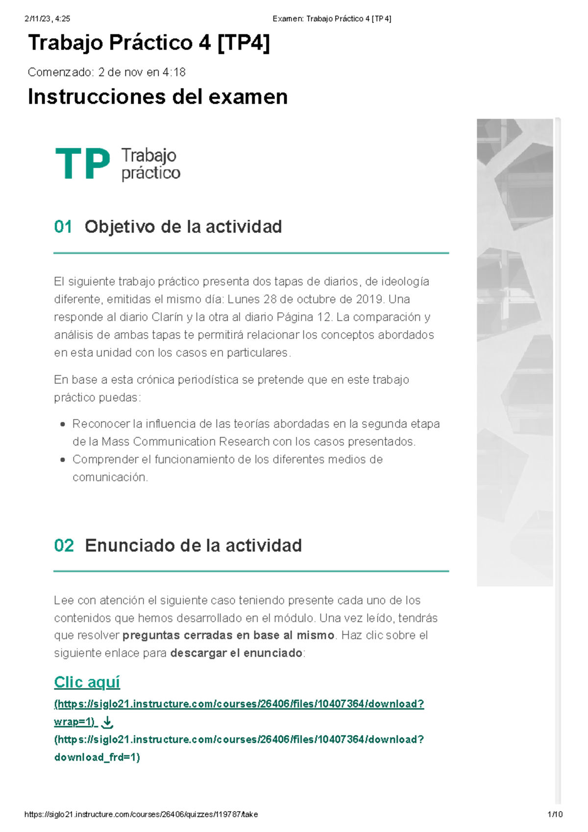 TP4 - comunicacion - sol 90 - Trabajo Práctico 4 [TP4] Comenzado: 2 de nov en 4: Instrucciones ...