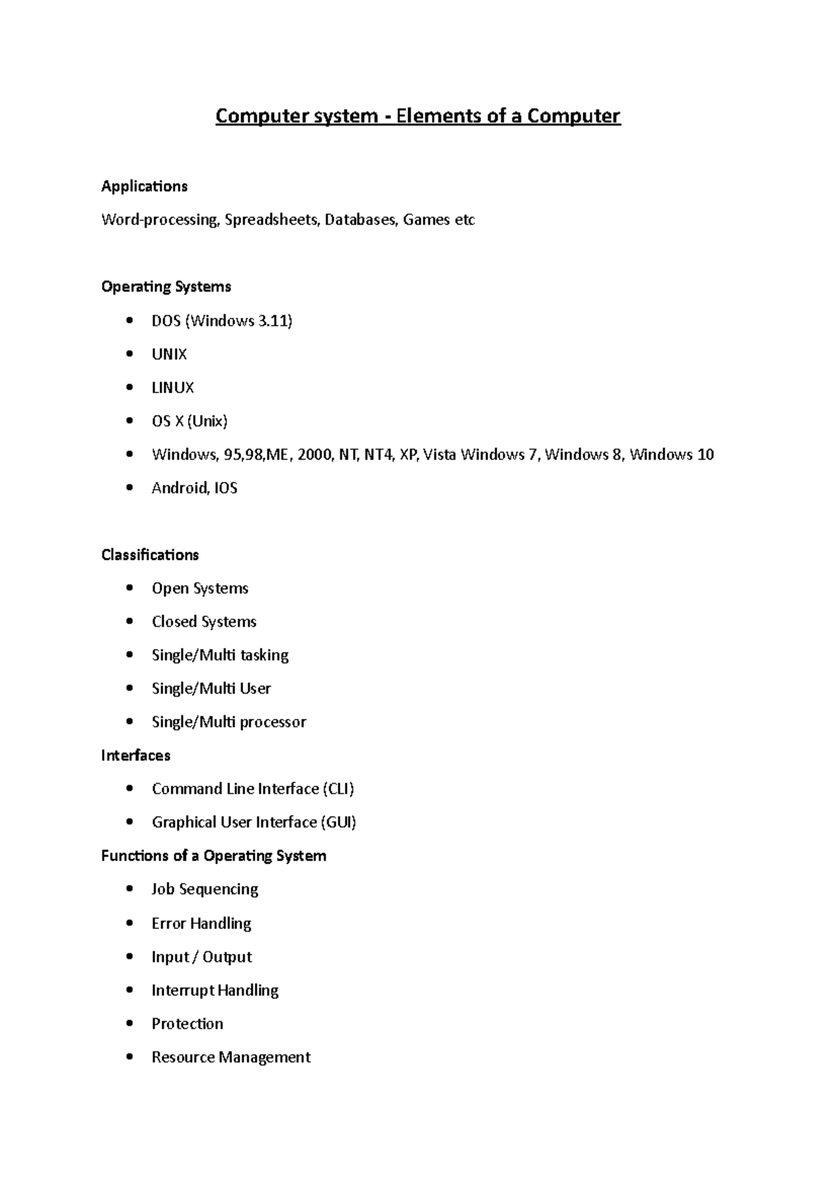 Computer System Elements Of A Computer Computer System Elements Of A Computer Applications