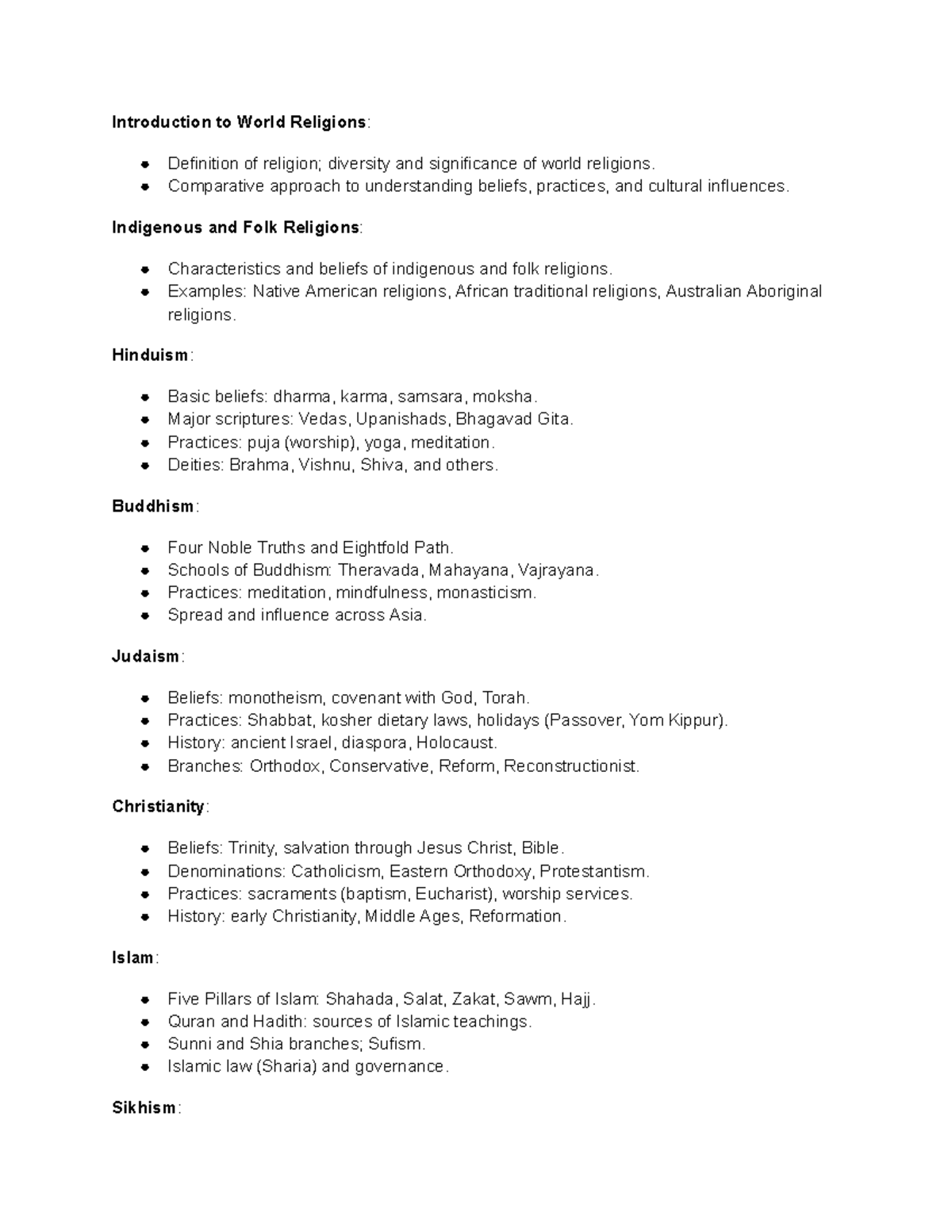 RS 100 - notes - Introduction to World Religions: Definition of ...