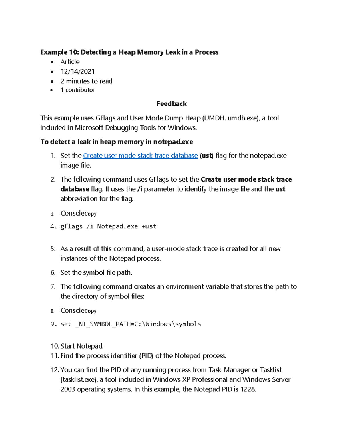 Document 33 - 2023-03-31T211811 - Example 10: Detecting a Heap Memory Leak in a Process ...