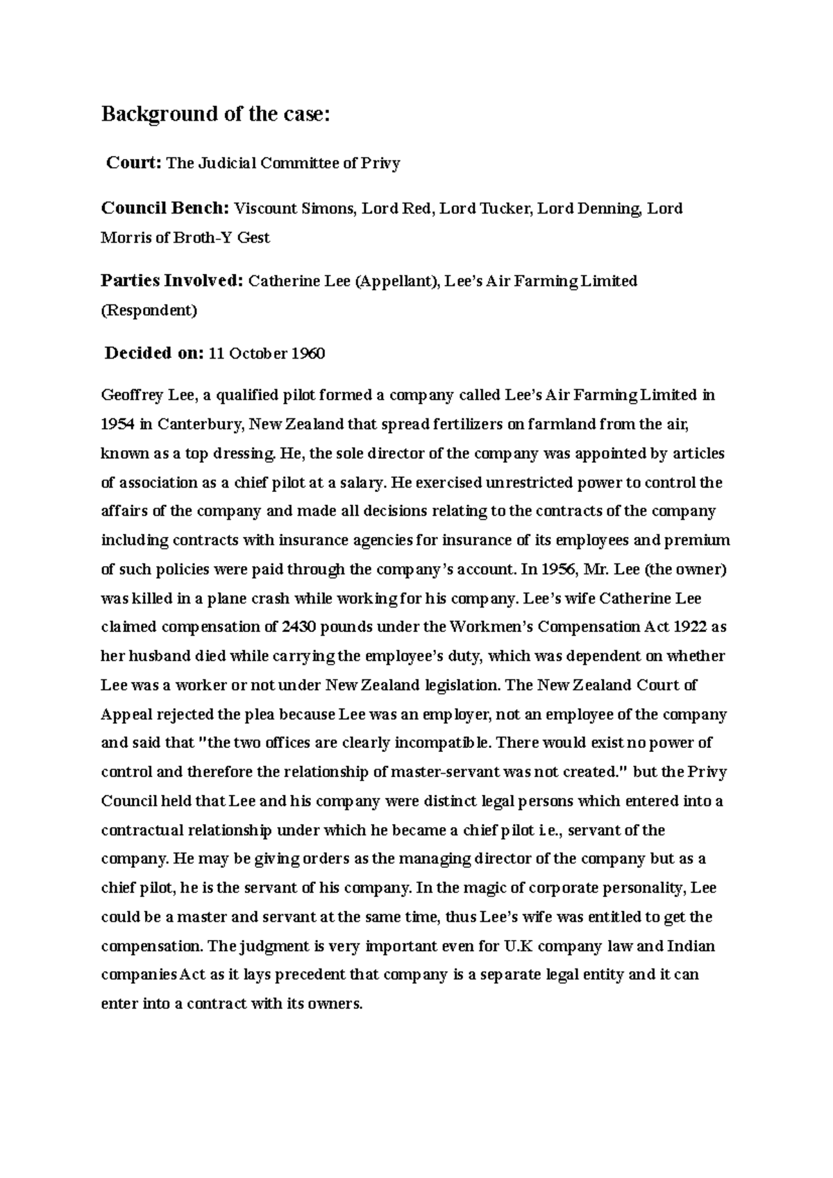 Background of the case - clg assignments hope its helpful and ...