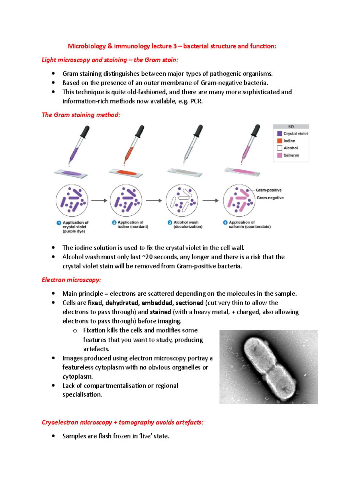 CMB1003 Microbiology + Immunology Lecture 3 - bacterial structure and ...