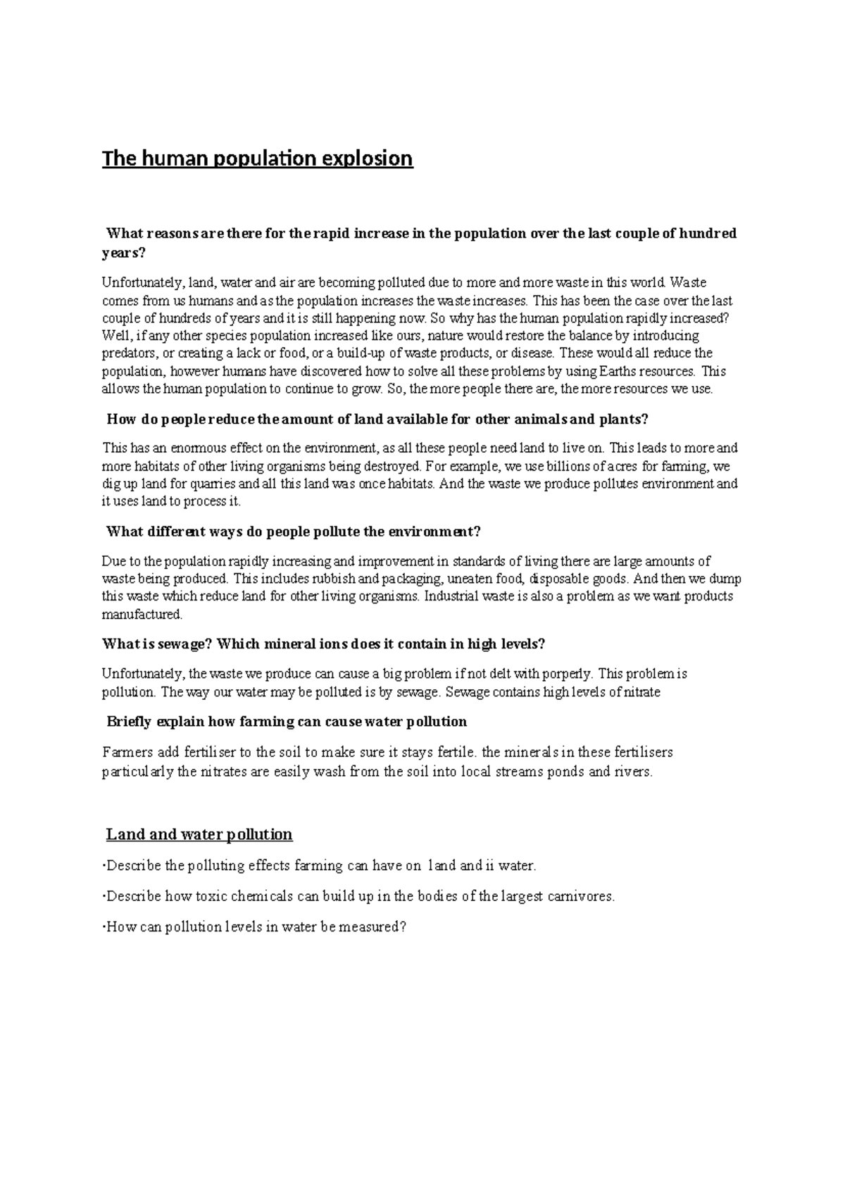 Biology Project - The human population explosion What reasons are there ...