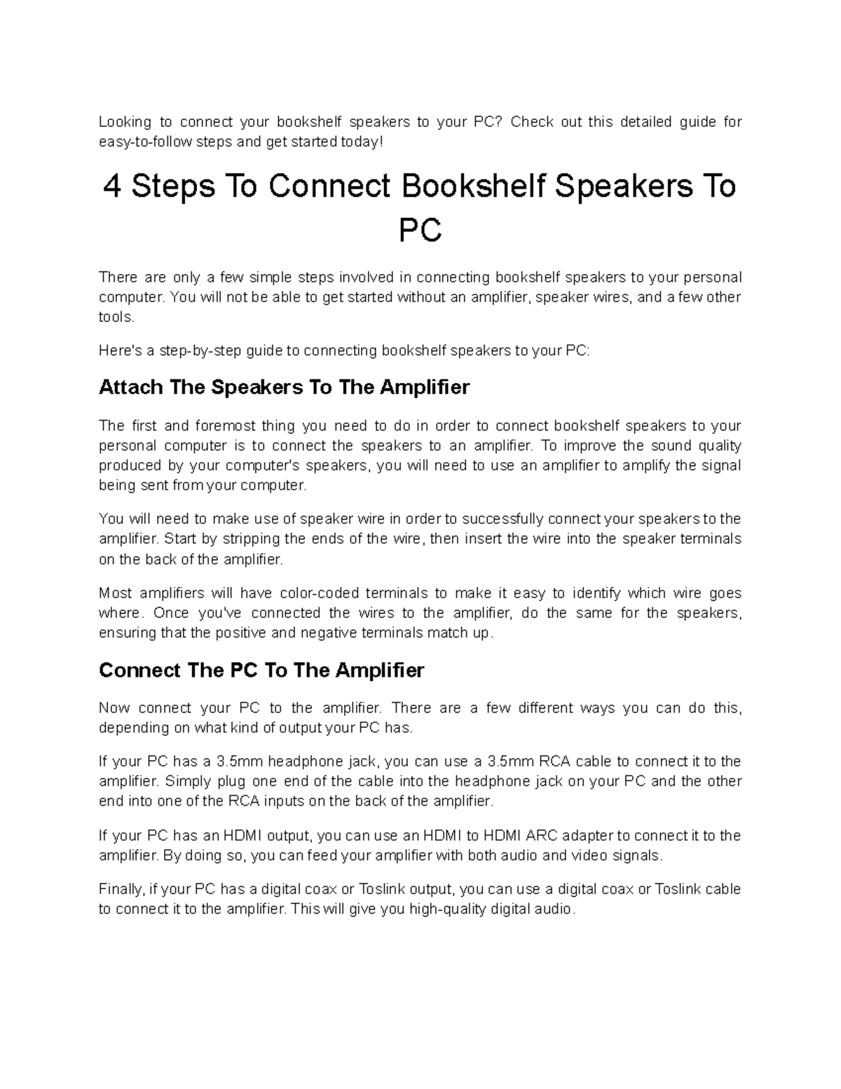 4 Steps to Connect Bookshelf Speakers to PC - Looking to connect your ...