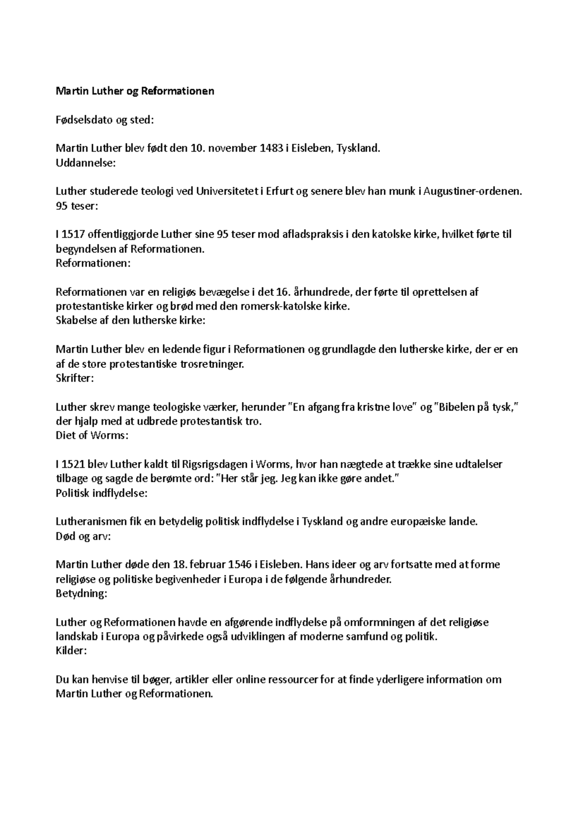 Martin Luther og Reformationen - Martin Luther og Reformationen ...