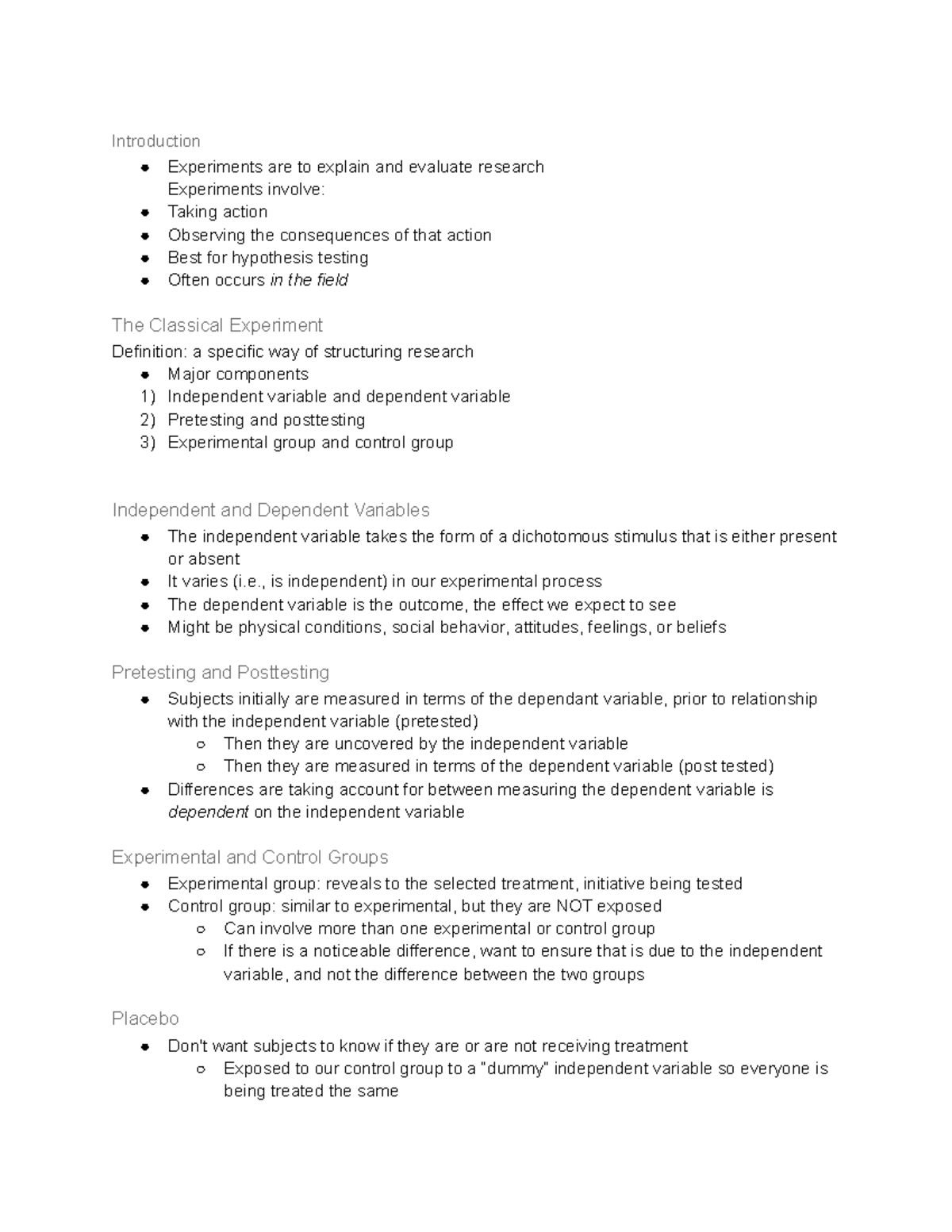 Chapter 5 - Processes of experimentation - Introduction Experiments are ...