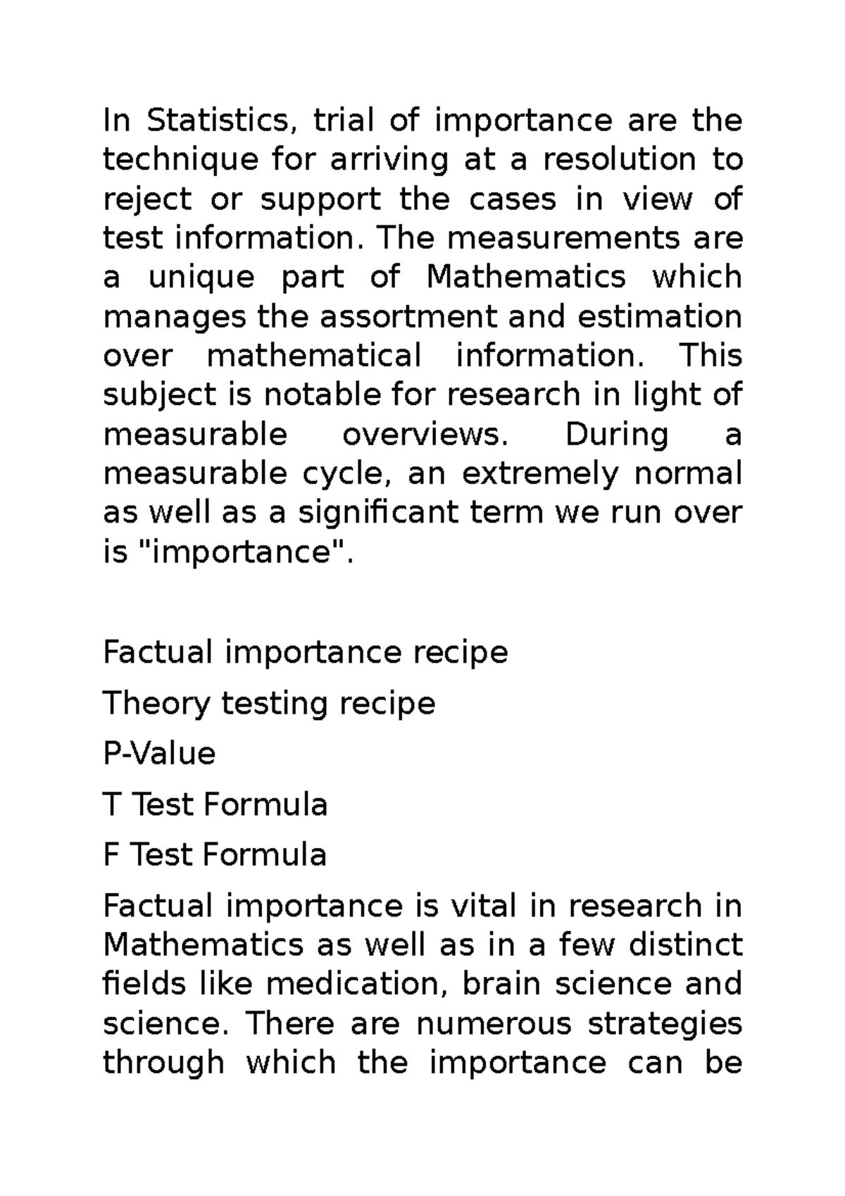 Test of significance - In Statistics, trial of importance are the ...