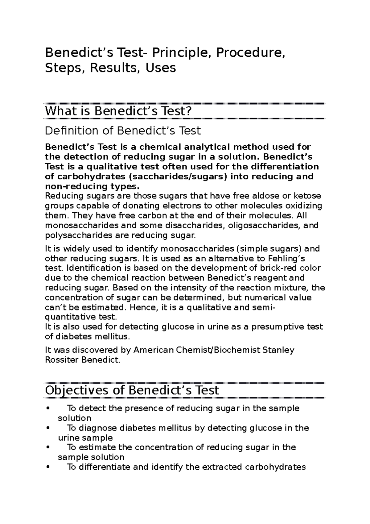 Benedicts test - What is Benedict’s Test? Definition of Benedict’s Test ...