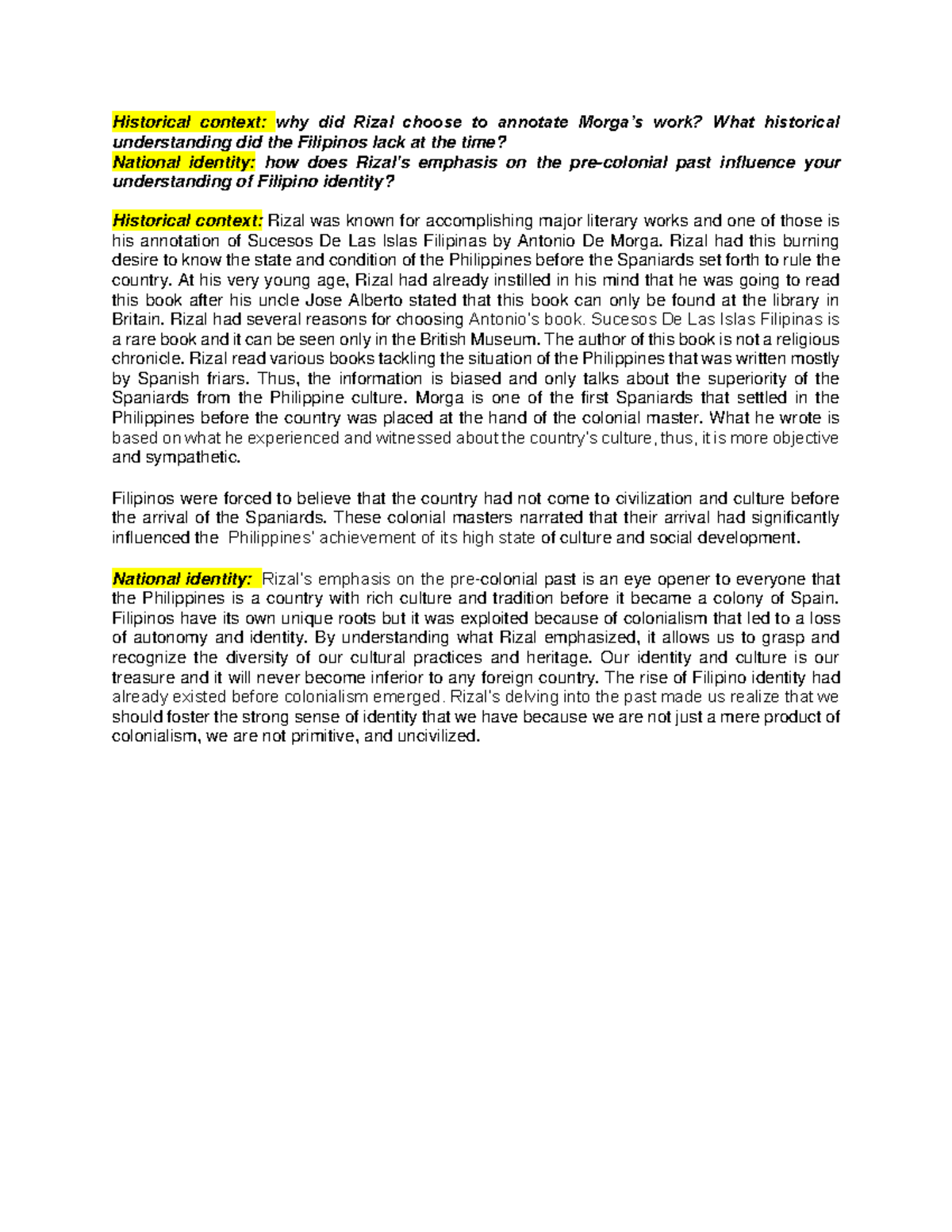 LWR - Historical context: why did Rizal choose to annotate Morga’s work ...