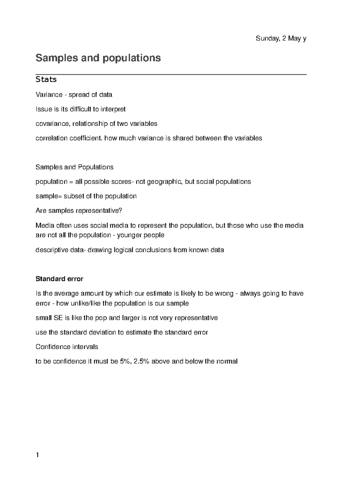 Samples and populations - how much variance is shared between the ...