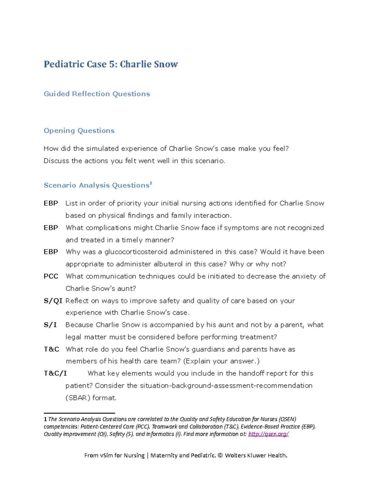 Ped Case 05 Charlie Snow v Sim2 GRQ - Pediatric Case 5: Charlie Snow ...