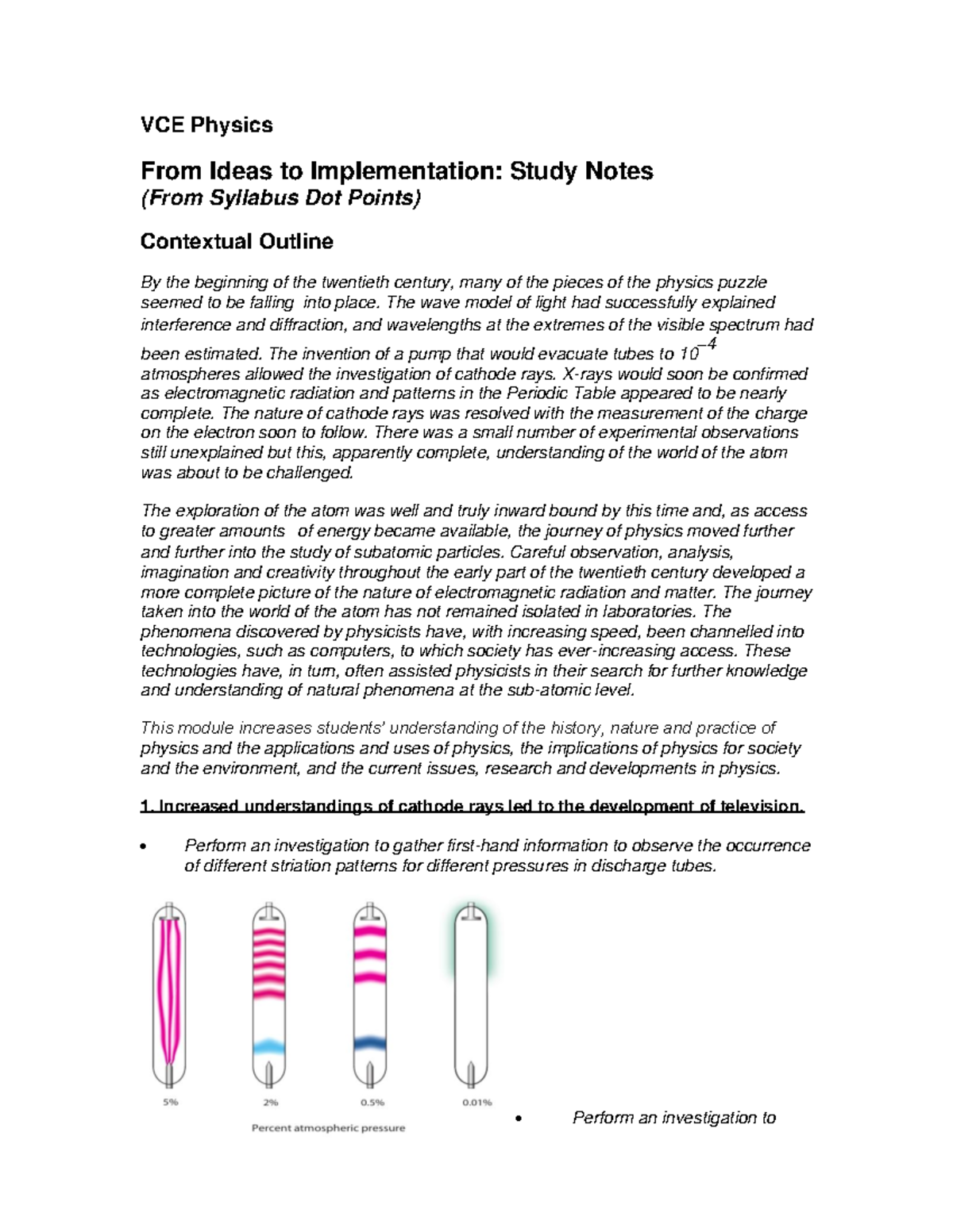 VCE Physics - Ideas to Implementation Notes - VCE Physics From Ideas to ...