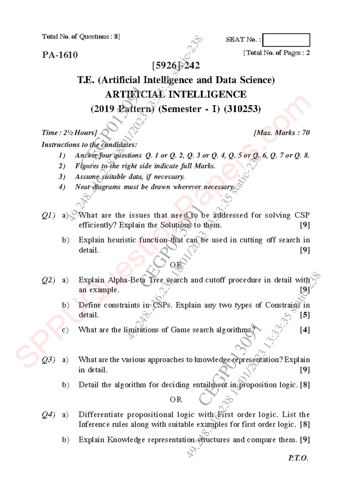 Ai nov 22 - Pyq 2022 - Q1) a) What are the issues that need to be ...