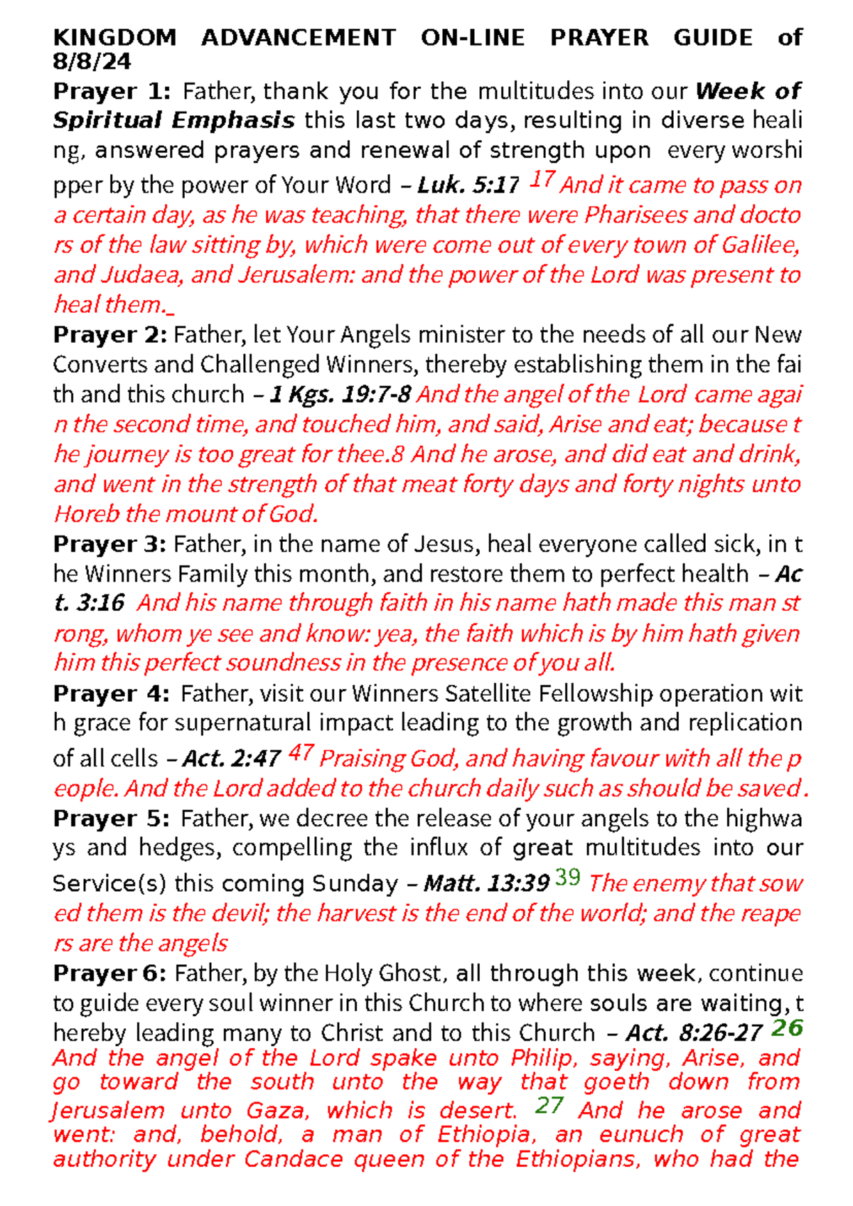 80824 - For level 6 trainees - KINGDOM ADVANCEMENT ON-LINE PRAYER GUIDE ...