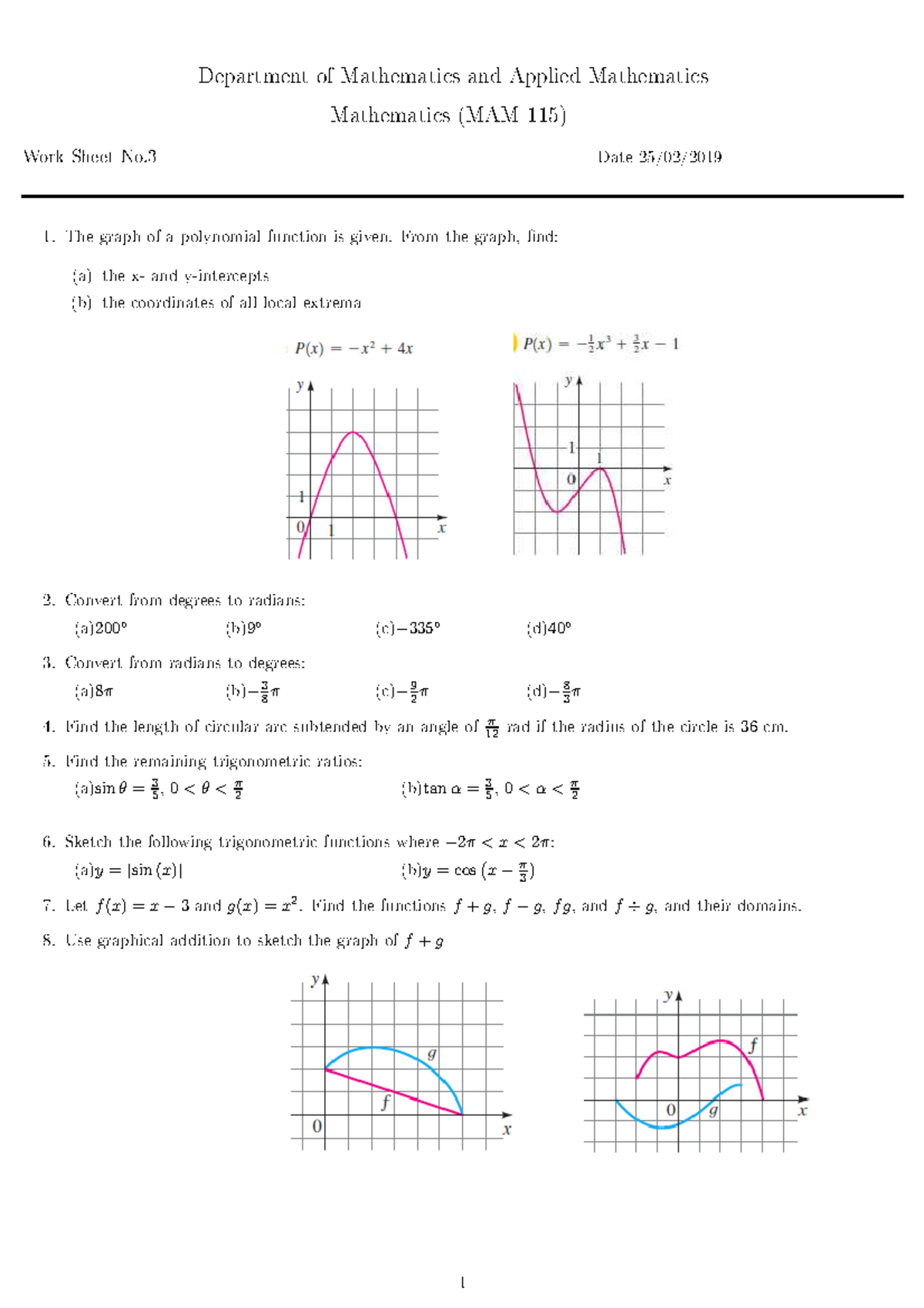 MAM115 Worksheet 3 - MAM 151 and 115 revision - DepartmentofMathemati ...