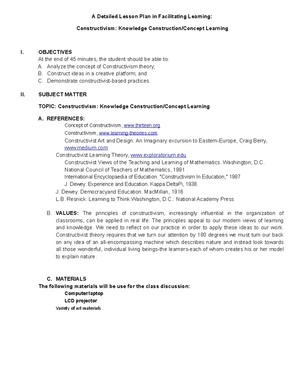A Detailed Lesson Plan In Facilitating L A Detailed Lesson Plan In