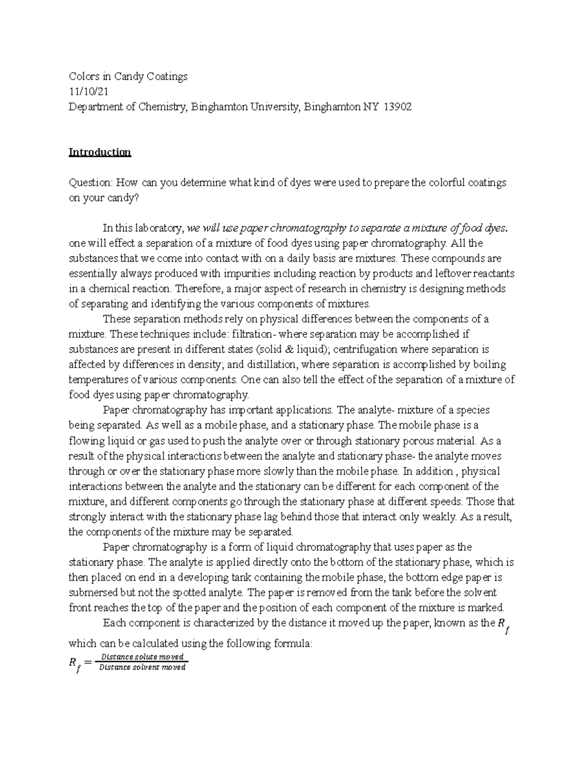 LAB Report 8: Colors in Candy Coatings - Colors in Candy Coatings 11/10 ...