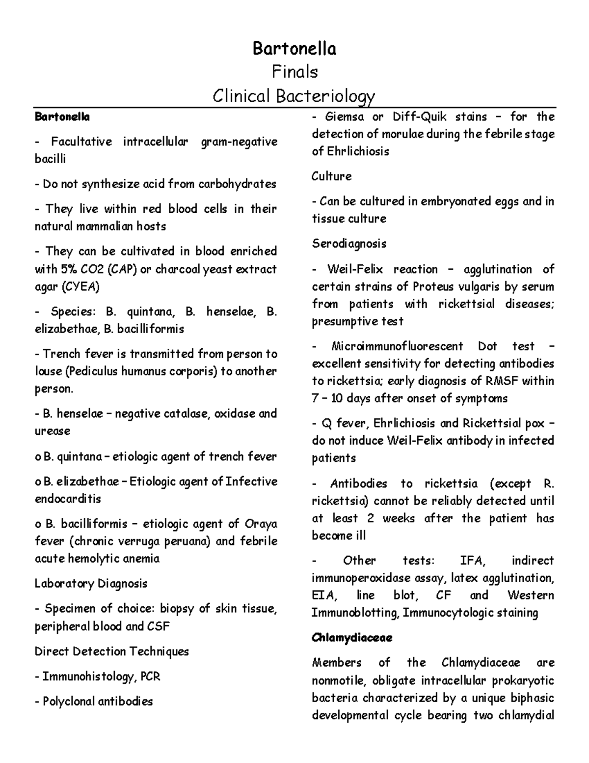 Bacteriology Bartonella - Bartonella Finals Clinical Bacteriology ...
