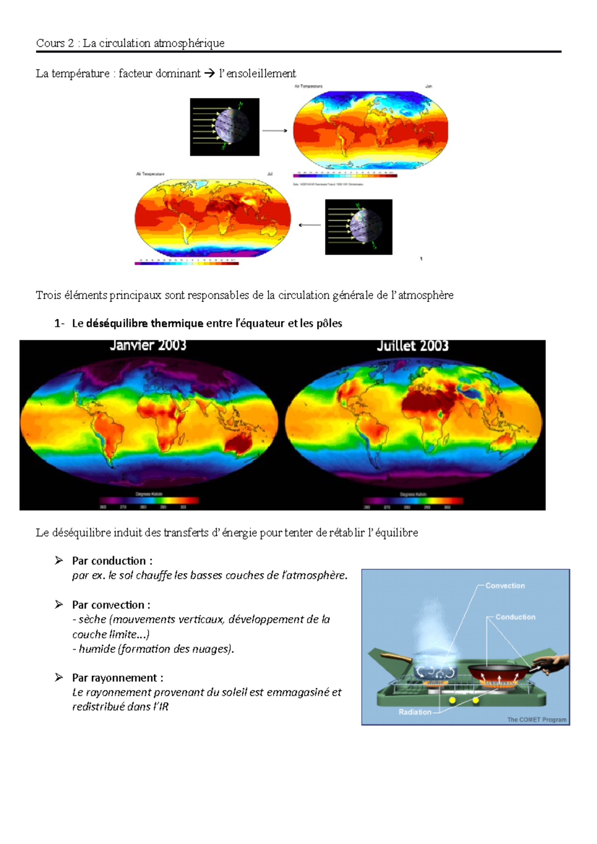 Cours 2 env - Circulation atmosphérique - Cours 2 : La circulation ...