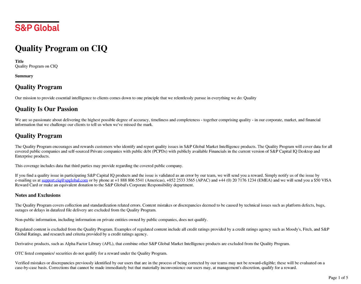 Quality-Program-on-CIQ-PDF - Quality Program on CIQ Title Quality Program on CIQ Summary Quality ...