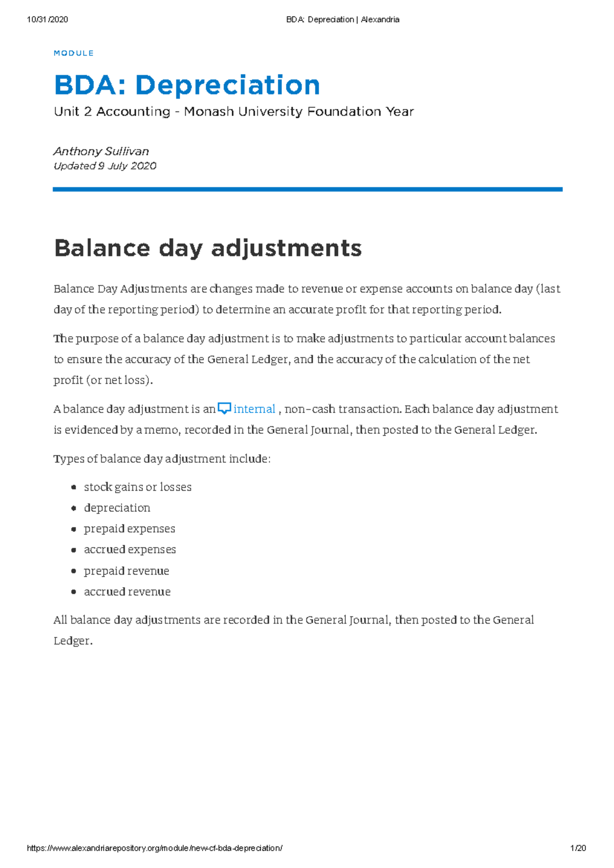 BDA Depreciation Alexandria - MODULE BDA: Depreciation ####### Unit 2 ...