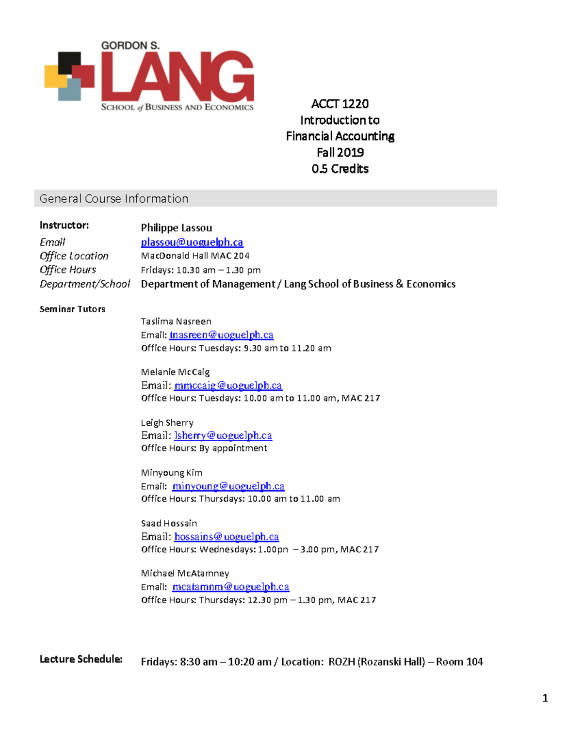 ACCT 1220 F19 Intro Fin Acct Lassou - Warning: TT: undefined function: 32 Warning: TT: undefined ...