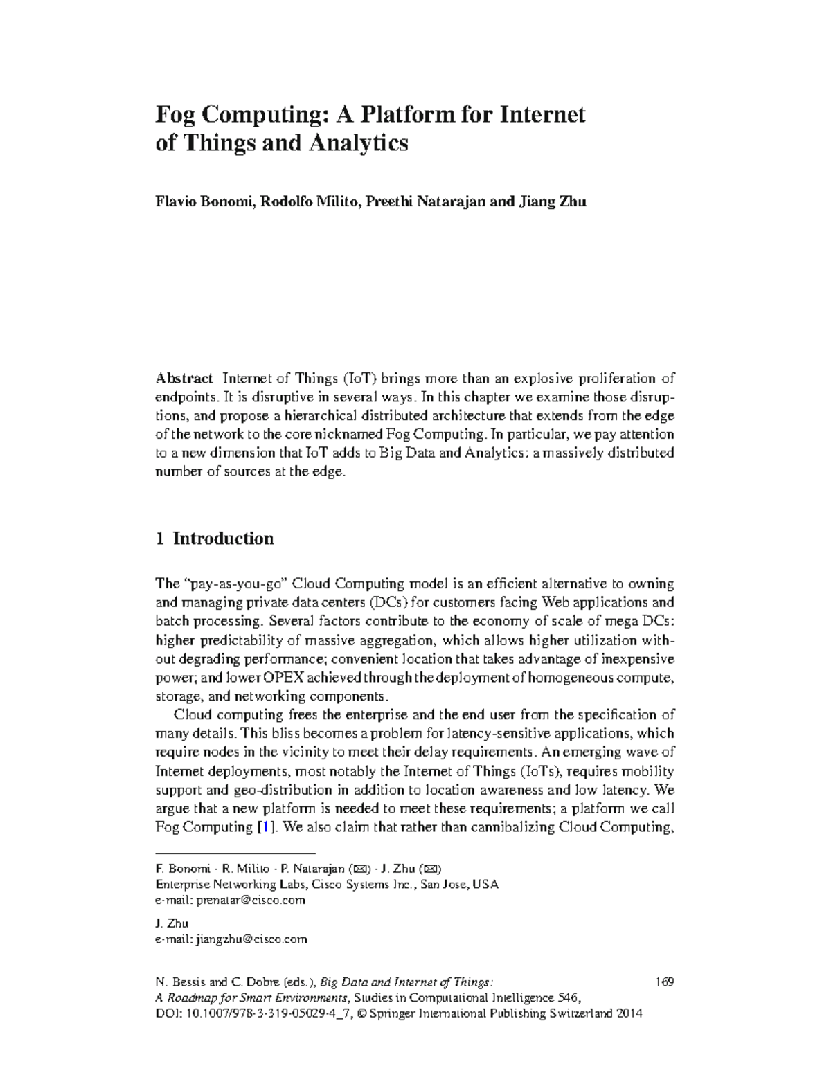 Iot Paradigms And Architecture For Computing Applications In The Cloud Fog Computing A