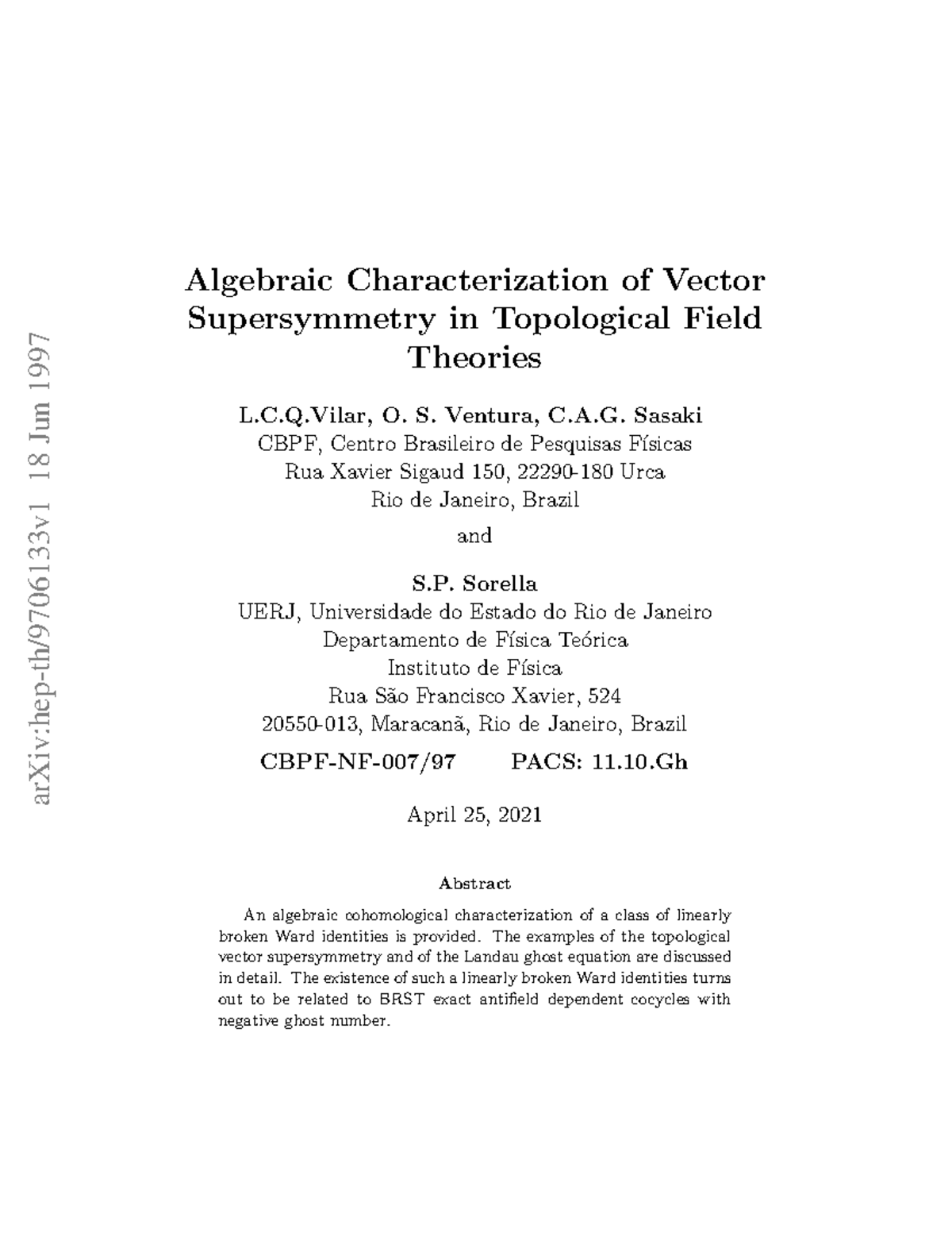 9706133 - Cours - arXiv:hep-th/9706133v1 18 Jun 1997 Algebraic ...