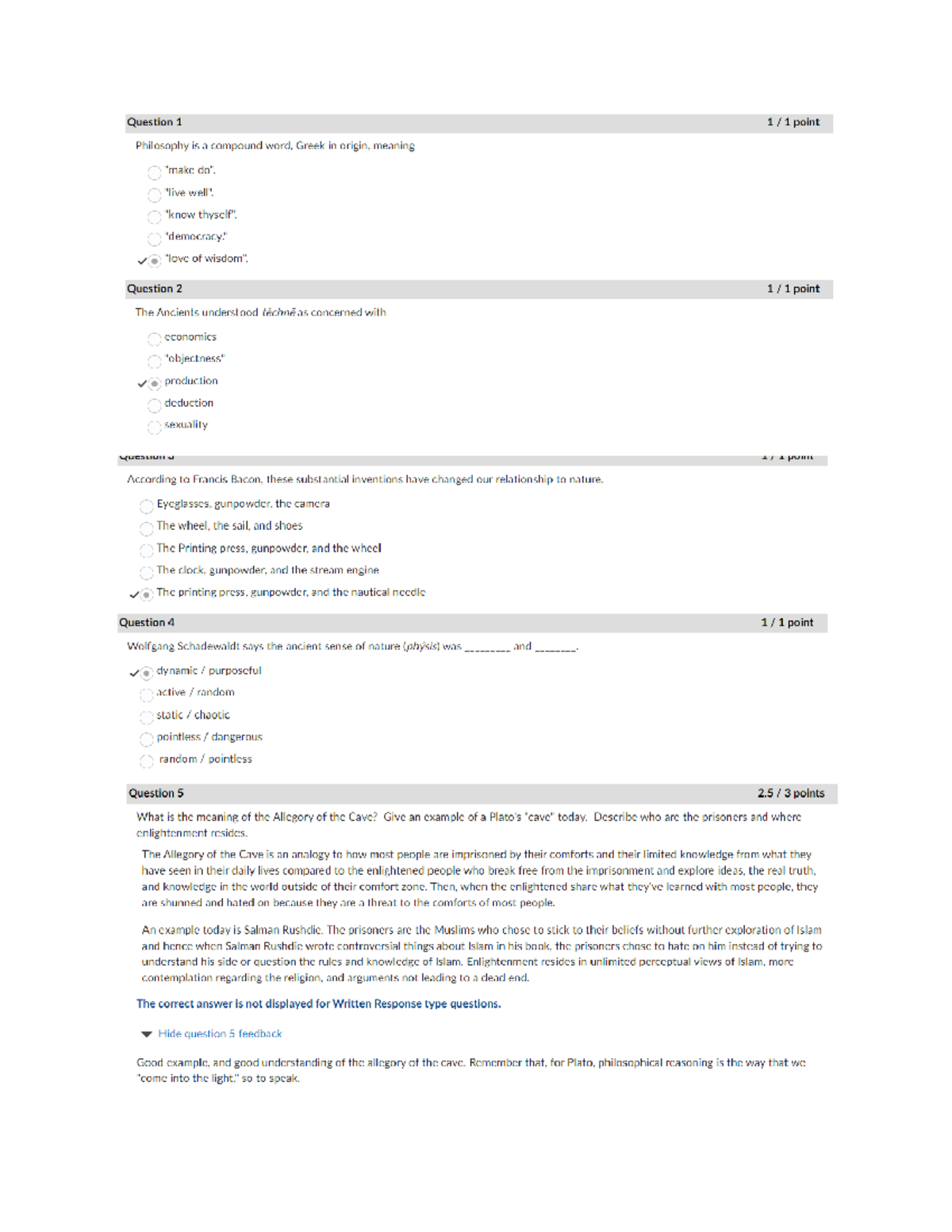 PHI2394 Quiz 1 - Quiz 1 for philosophy, take a look. - PHI2394 - Studocu