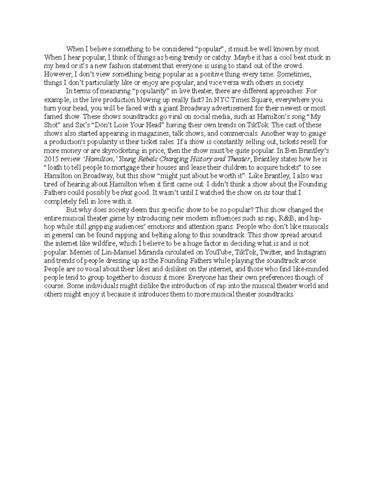 THEA 101 discussion - When I believe something to be considered ...