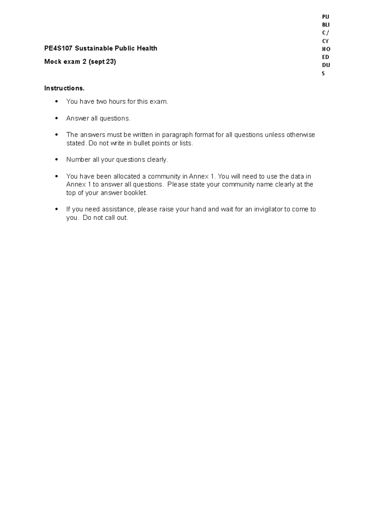 Mock Exam 2 Sept 2023 Kingsway PE4S107 Sustainable Public Health Mock mock-exam-2-sept-2023-kingsway-pe4s107-sustainable-public-health-mock