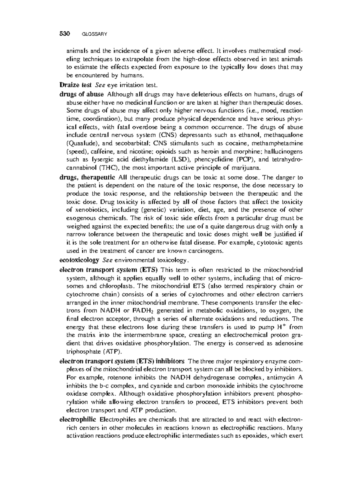 Textbook of Modern Toxicology 555-555 - 530 GLOSSARY animals and the ...