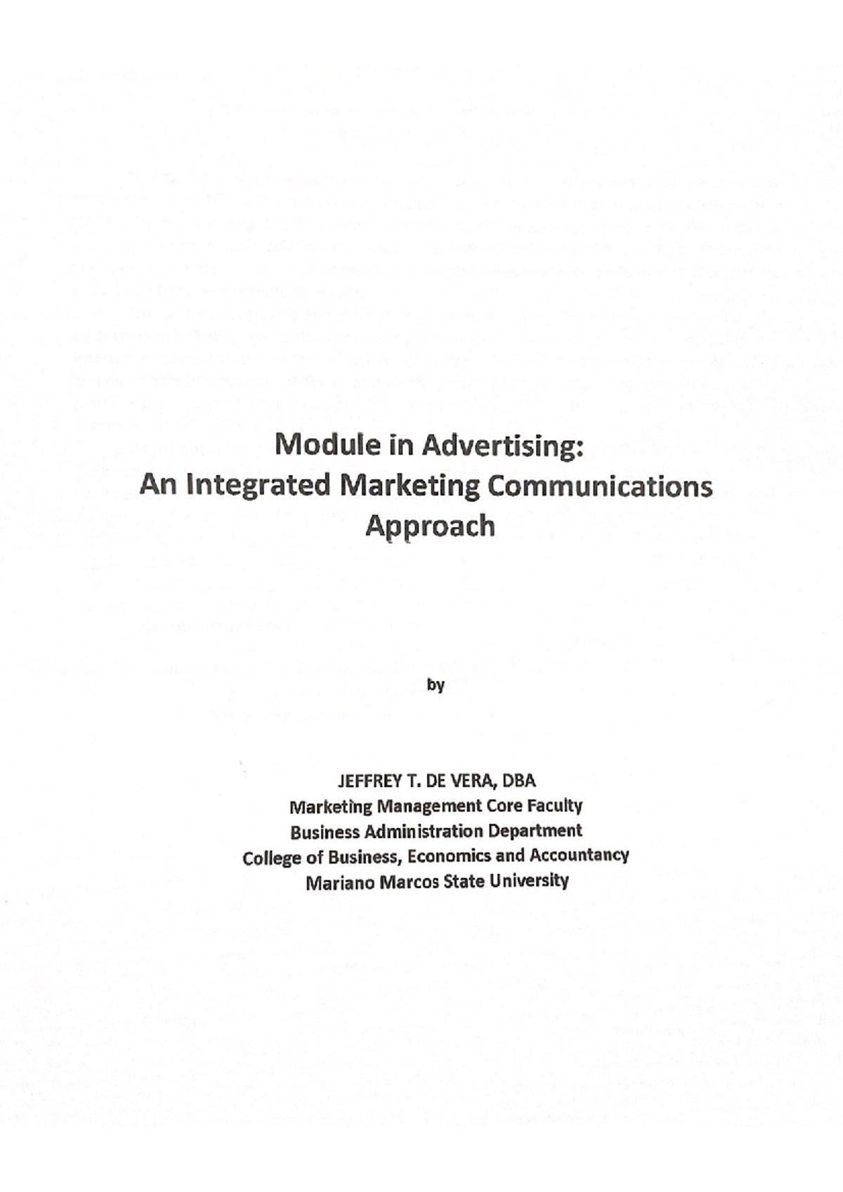 Module in Advertising An Integrated Marketing Communication Approach ...