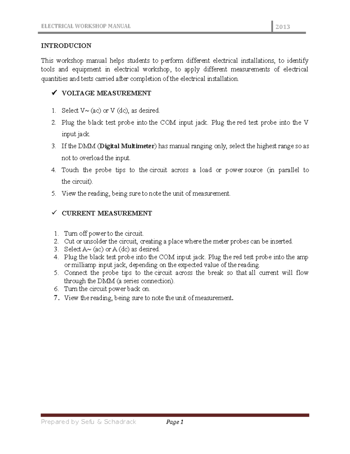 Workshop Manual - INTRODUCION This workshop manual helps students to ...