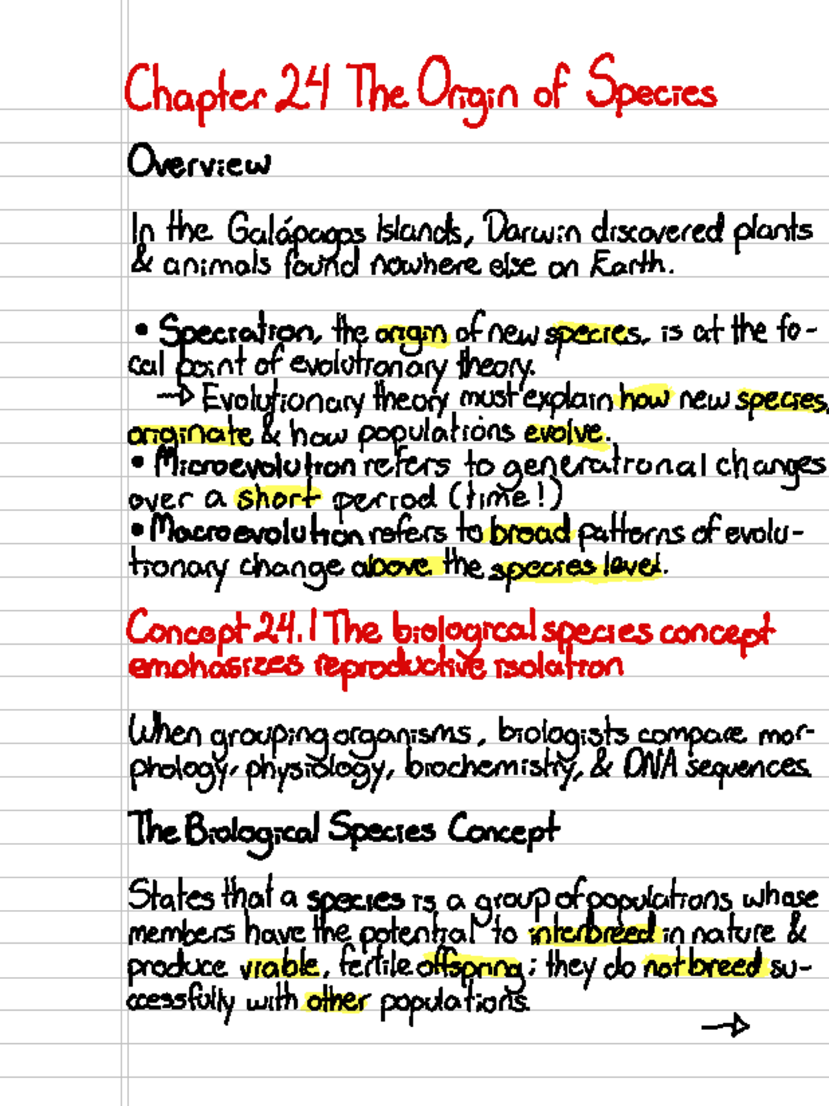 Chapter 24 - The Origin of Species - BIO 1306 - Baylor University - Studocu