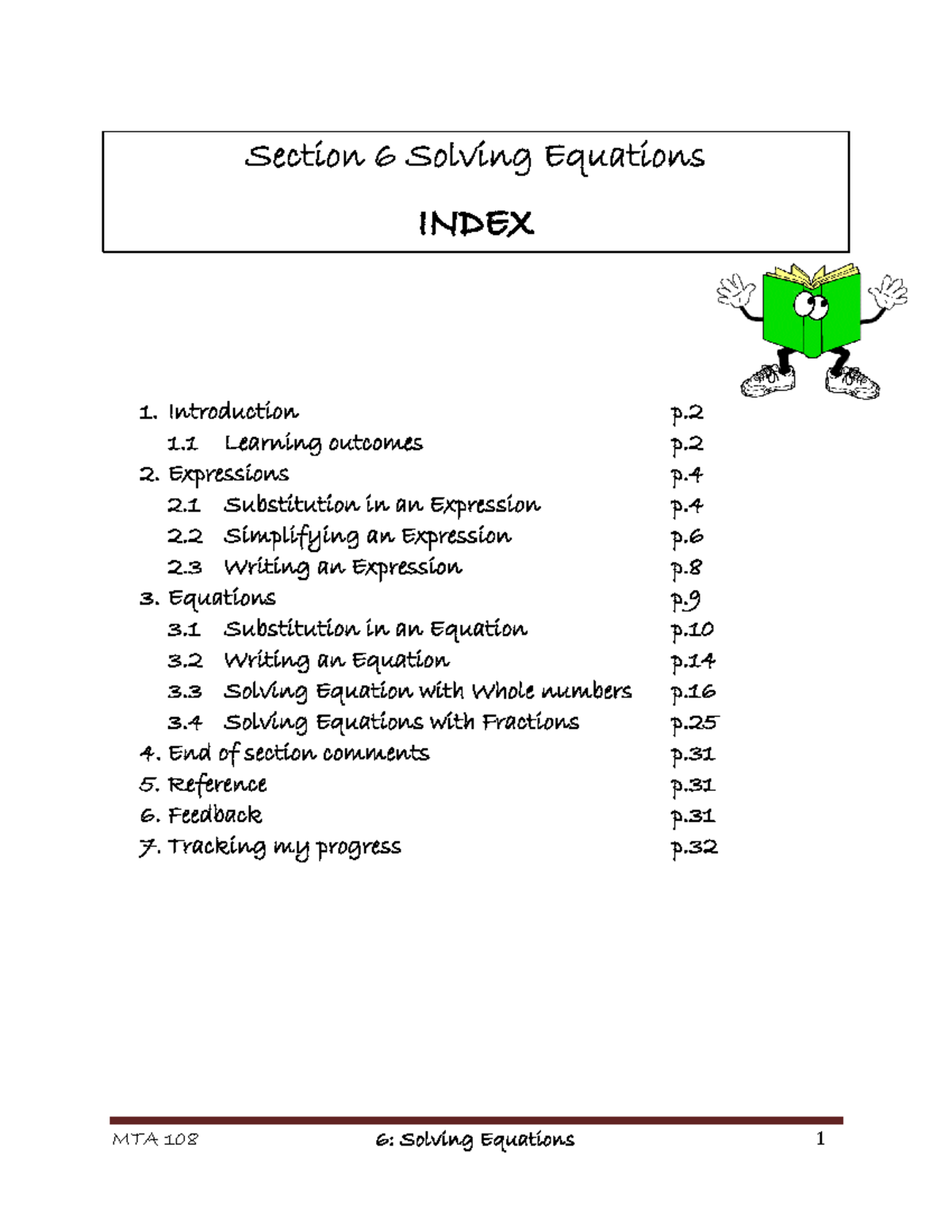 Solving Equations - great - Section 6 Solving Equations INDEX 1 ...