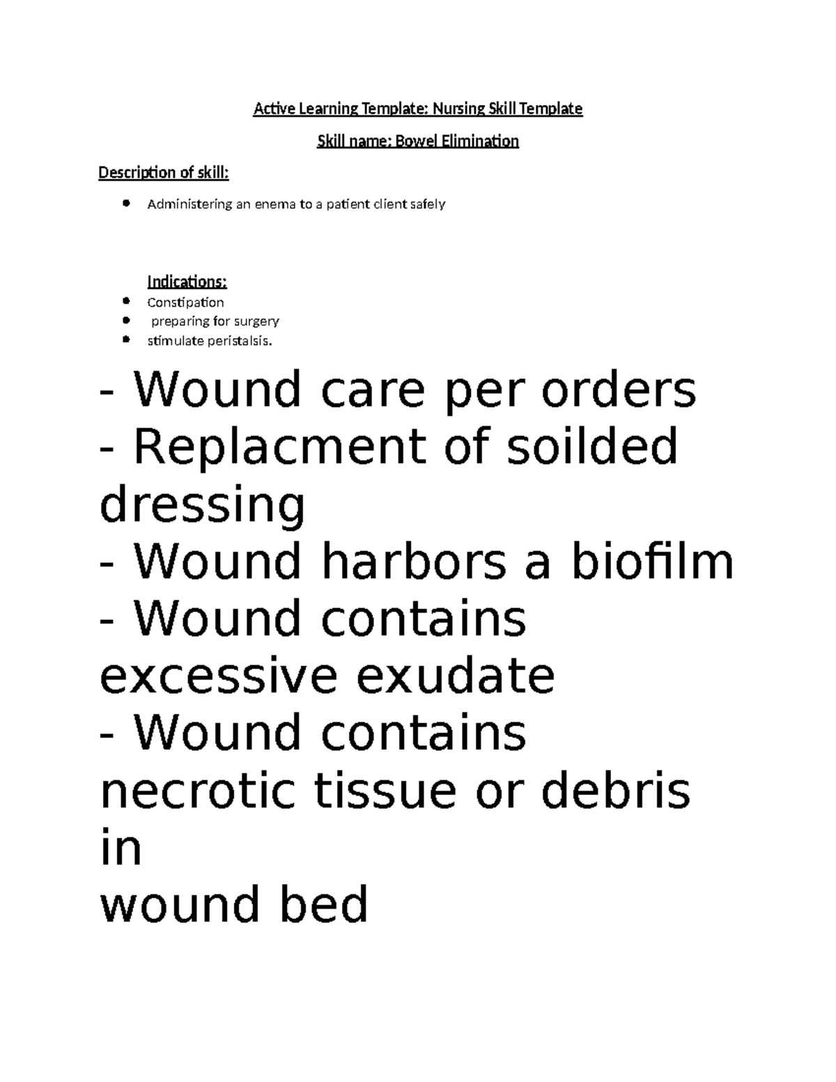 Bowel elimination template - Active Learning Template: Nursing Skill ...