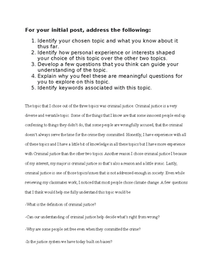 Snhu 107 discussion 1 - Tell your class a little bit about yourself. a ...