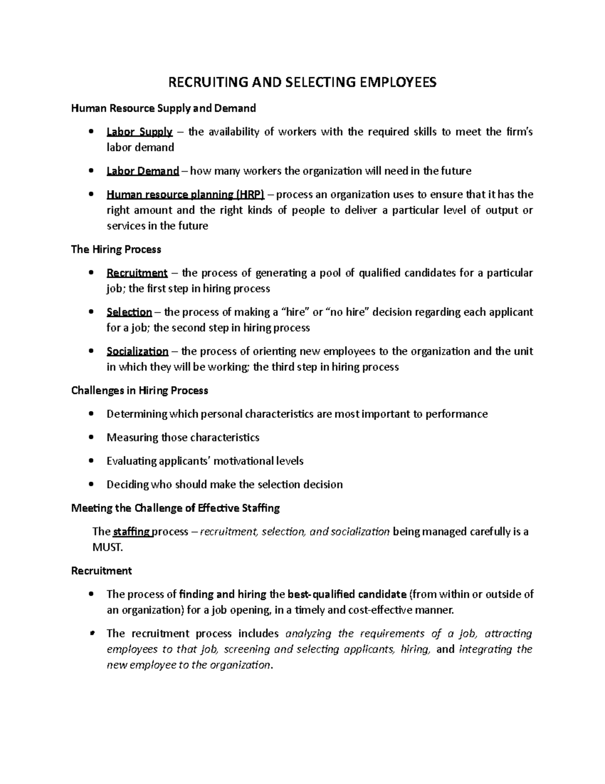 Recruiting and Selecting Employees - RECRUITING AND SELECTING EMPLOYEES ...