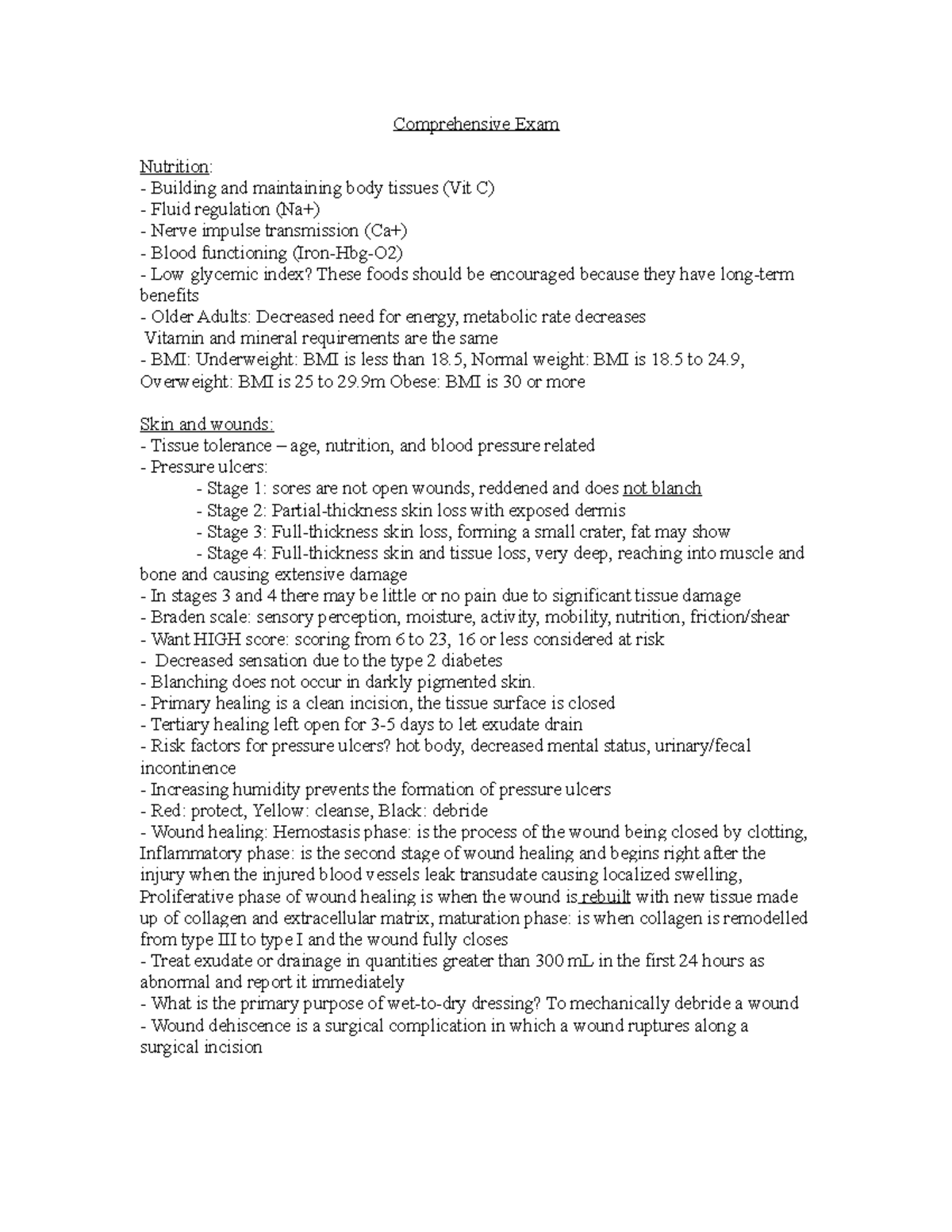 Comprehensive Exam - review - Comprehensive Exam Nutrition: Building ...