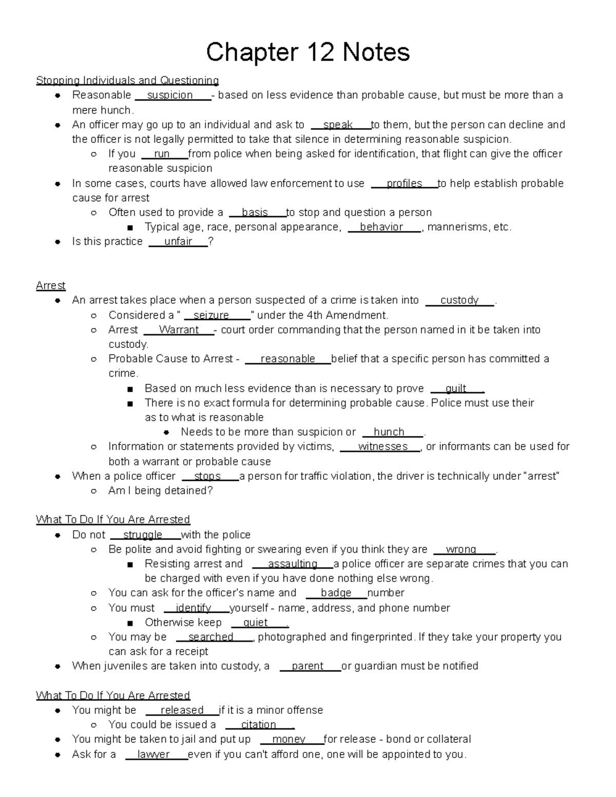 KARA Cope-Oyler - Chapter 12 Notes - Chapter 12 Notes Stopping ...